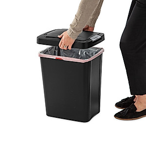 Sterilite 7.5 Gallon TouchTop Wastebasket Trash Can with Pop Up Lid for Kitchen, Bathroom, Mudroom or Office, 4 Pack, Black