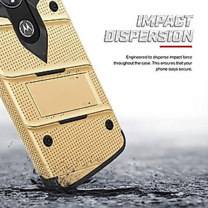 ZIZO Bolt Series Motorola Moto e5 Supra Case Military Grade Drop Tested with Tempered Glass Screen Protector Holster e5 Plus Gold