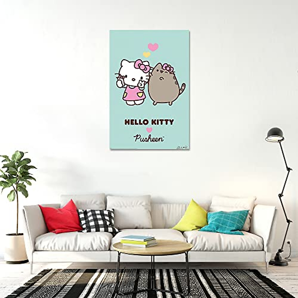 Hello Kitty Pusheen The Cat - Poster (Hearts) (Size: 24" x 36")