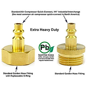 Water Blowout Quick Connect Plug Fittings for Air Compressor, Winterize Kit for RV, Camper, Outdoor Plumbing, Garden Hose, and Sprinkler Systems (One Pair)