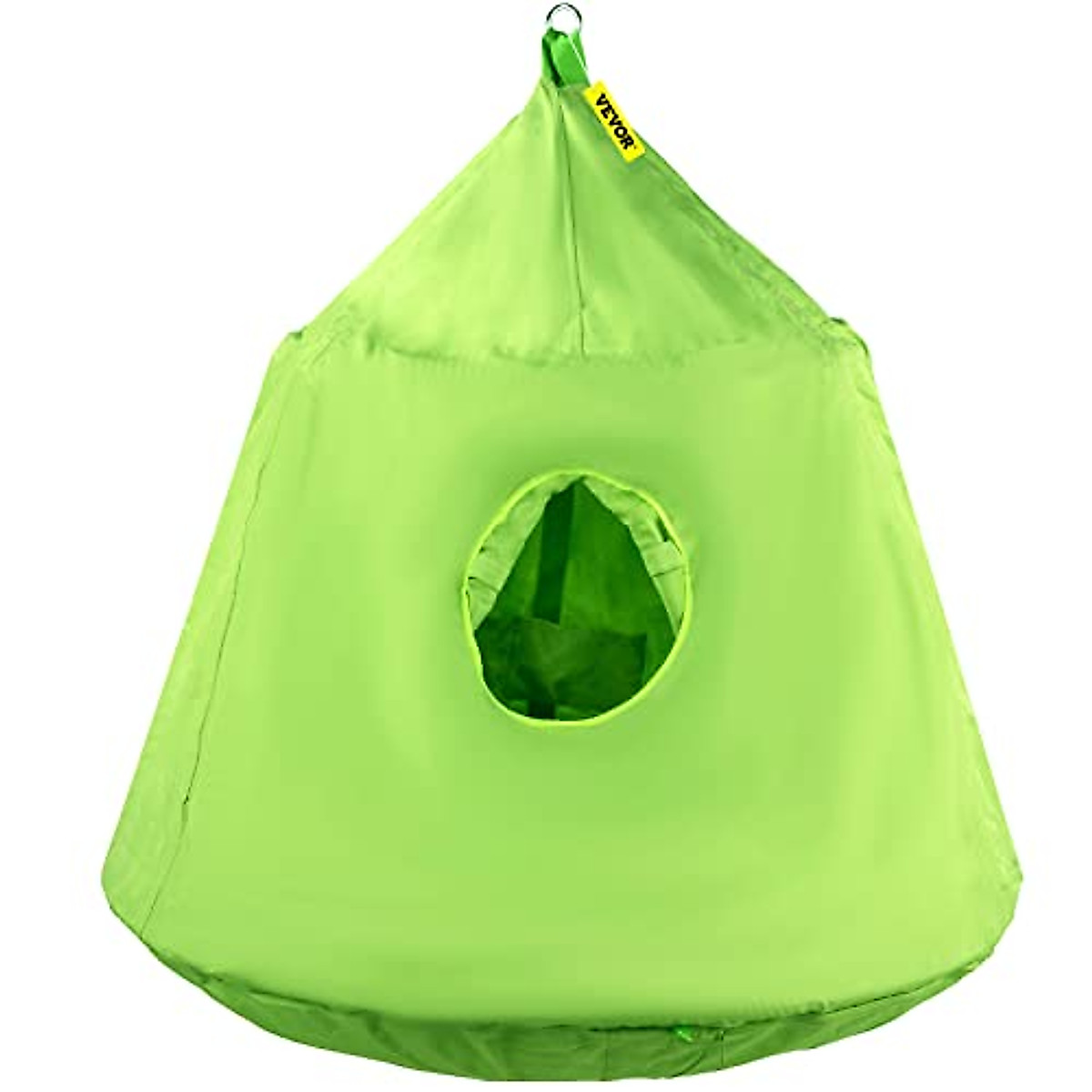 VEVOR Hanging Tree Tent, Max.440lbs Capacity, Tree Tent Swing Hangout Hugglepod with LED Rainbow Decoration Light Inflatable Cushion, Ceiling Hammock Tent for Kids & Adult Indoor Outdoor, Green