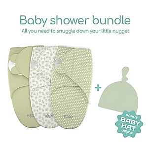 Swaddle Blanket for Baby, Newborn Boy or Girl Adjustable Sleepsack, Unisex, Organic Cotton Swaddle Wrap Set 3 Bags in Pack for Infant, Soft Blankets with Baby Hat