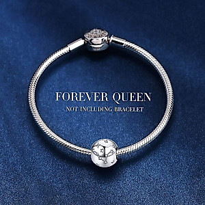 FOREVER QUEEN Pisces Zodiac Star Sign 925 Sterling Silver Bead Charm Fits Bracelets 12 Constellations Charm, Womens Jewellery Gift with Box