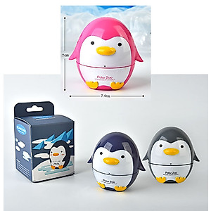 Golandstar Cute Cartoon Penguin Timers 60 Minutes Mechanical Kitchen Cooking Timer Clock Loud Alarm Counters Mini Size Manual Timer (Black)