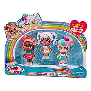 Kindi Kids Minis - Rainbow Besties - 3 Pack Collectible Posable Bobble Head Figure