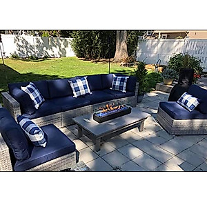 VAKADO 24x24 inch Set of 2 Navy Blue White Buffalo Plaids Throw Pillow Covers Outdoor Farmhouse Retro Decorative Check Cushion Cases Home Decor for Couch Patio Porch Sofa Furniture, Dark Blue