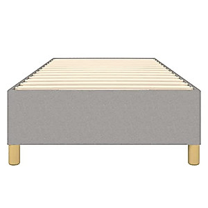 vidaXL Box Spring Bed Frame Home Indoor Bed Accessory Bedroom Upholstered Single Bed Base Furniture Light Gray 39.4"x79.9" Twin XL Fabric