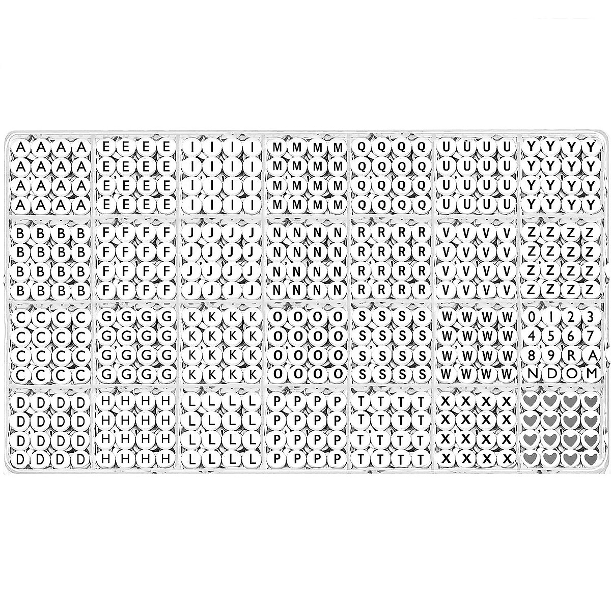 YMSDZHL Alphabet Beads A-Z 1200+Pcs Letter Beads, Acrylic 4x7mm Round Letter Beads Kits,Black Digit and Colorful Smile Beads for Bracelets Necklaces DIY Jewelry Making (Black,1200+PCS)