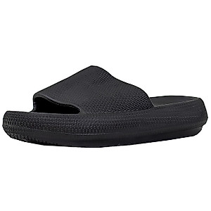 FROGG TOGGS womens Squisheez Comfort Pool Slide, Enjoy Walking on Millions of Tiny Air Bubbles athletic water shoes, Black, 9 US