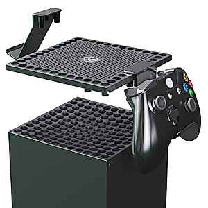 S5E5X Dust Filter Cover & Headset Holder for Xbox Series X - Game Accessories with Controller & Headset Stand Mount, Dust Proof Filter Cover for Xbox Series X Console (Black)