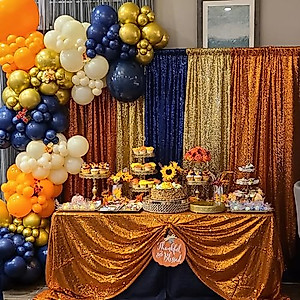 149PCS Fall Balloons Arch Garland Kit, Navy Blue Orange Metallic Gold Ivory White Latex Balloons Maple Leaf Foil Balloons for Thanksgiving Autumn Friendsgiving Birthday Baby Shower Party Decorations