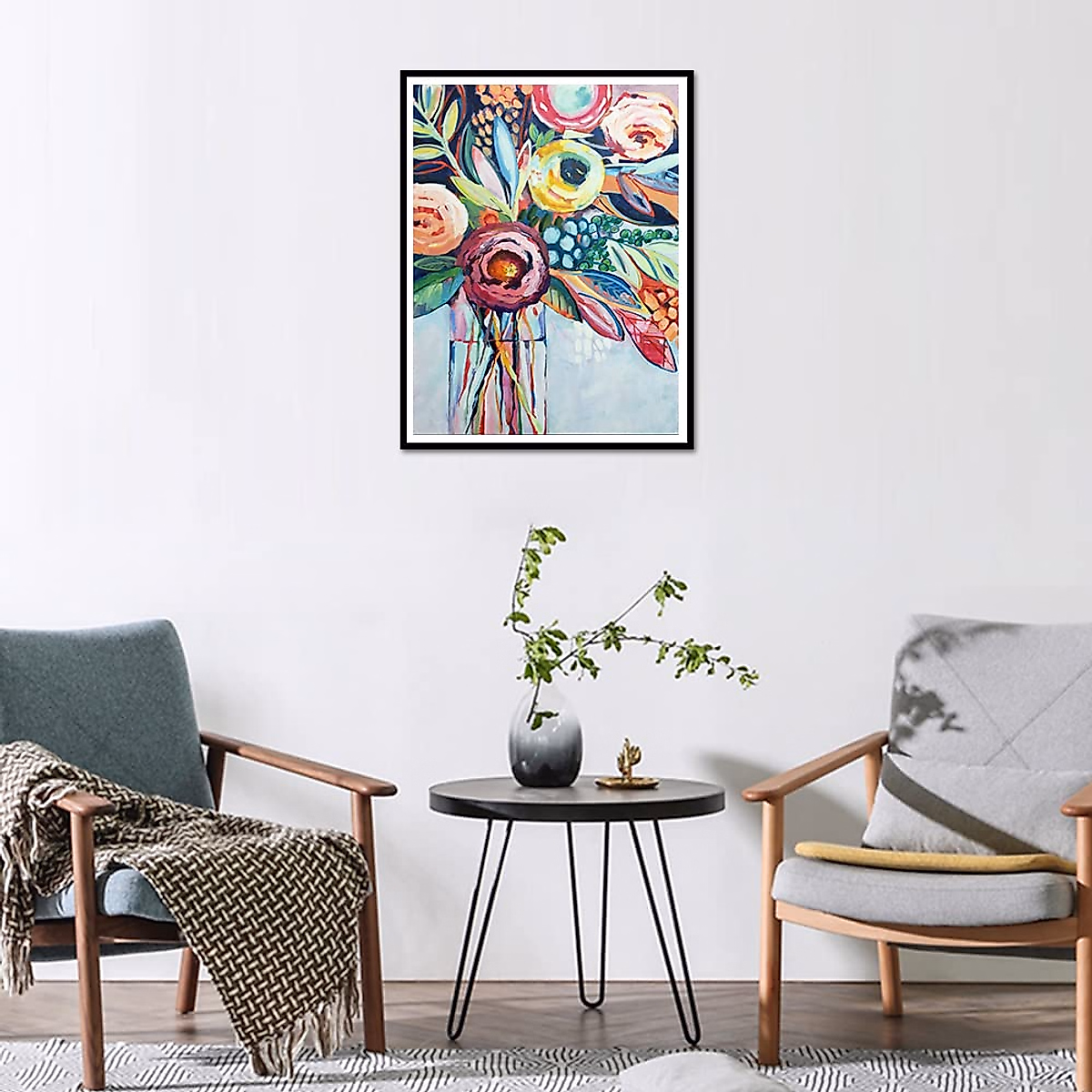 TISHIRON 5D Diamond Art Painting Abstract Flowers DIY Diamond Kits for Adults Kids Round Full Drill Diamond Art Kits Floral Picture Gem Art Crystal Painting Arts and Crafts for Beginners Kids 12"x16"