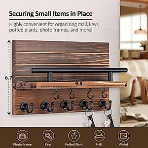 Nekon Key Holder for Wall with Shelf, Entryway Wall Organization with 9 Hooks, 9.8 Inch Wooden Key and Mail Holder with Mounting Screw Pack (Brown)