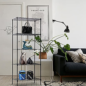 NChanmar 5-Tier Wire Shelving Unit Storage Shelves Metal Shelves 61"x24"x14" Metal Shelving Unit Heavy Duty Wire Rack Shelving NSF for Home Kitchen Bathroom Garage(Black)