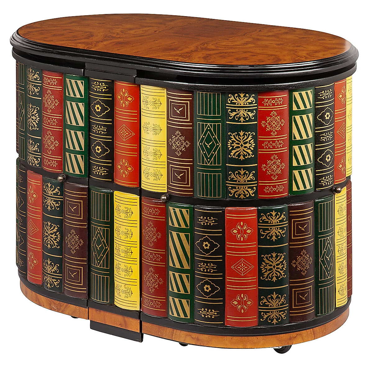 Design Toscano Nettlestone Library Nested Table and Chair Set with Storage, 41 Inches Wide, 26 Inches Deep, 30 Inches High, MDF Wood, Full Color Finish
