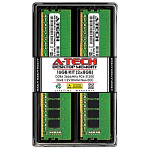 A-Tech 16GB (2x8GB) DDR4 2666MHz DIMM PC4-21300 UDIMM Non-ECC 2Rx8 1.2V CL19 288-Pin Desktop Computer RAM Memory Upgrade Kit