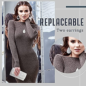 5 Pcs Women's Evening Bag with Glitter Jewelry Set, Glitter Clutch Purse Party Handbag with Chain Bling Teardrop Pendant Necklace Multi Layer Bracelet PU Leather Dangle Earring for Lady (Silver)