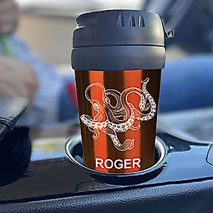 LaserGram 16oz Coffee Travel Mug, Lineman, Personalized Engraving Included (Orange)