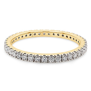 SAVEARTH DIAMONDS 1/2 ct.t.w Lab Created Moissanite Diamond Full Eternity Stackable Wedding Band Ring In 14k Yellow Gold Over Sterling Silver Jewelry For Women (VVS1 Clarity, 0.50Cttw)-9.5