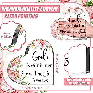 Christian Gifts for Women Inspirational Religious Gifts for Her Bible Verse Desk Decor God Is Within Her She Will Not Fall Acrylic Motivational Birthday Gift for Mom Sister Friend Coworker (Floral)