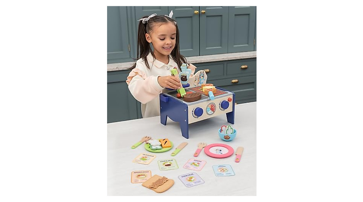 Bluey Wooden BBQ & Salad Set - 33-Piece Playset for Kids 3+