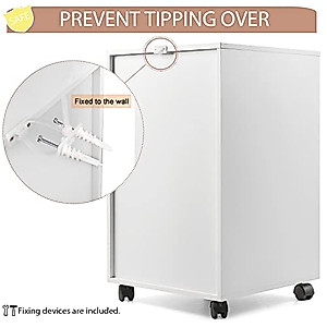 EDGEWOOD 5 Drawer Filing Cabinet Storage File Wood Organizer Dresser Chest, 16"D x 16"W x 26"H, White