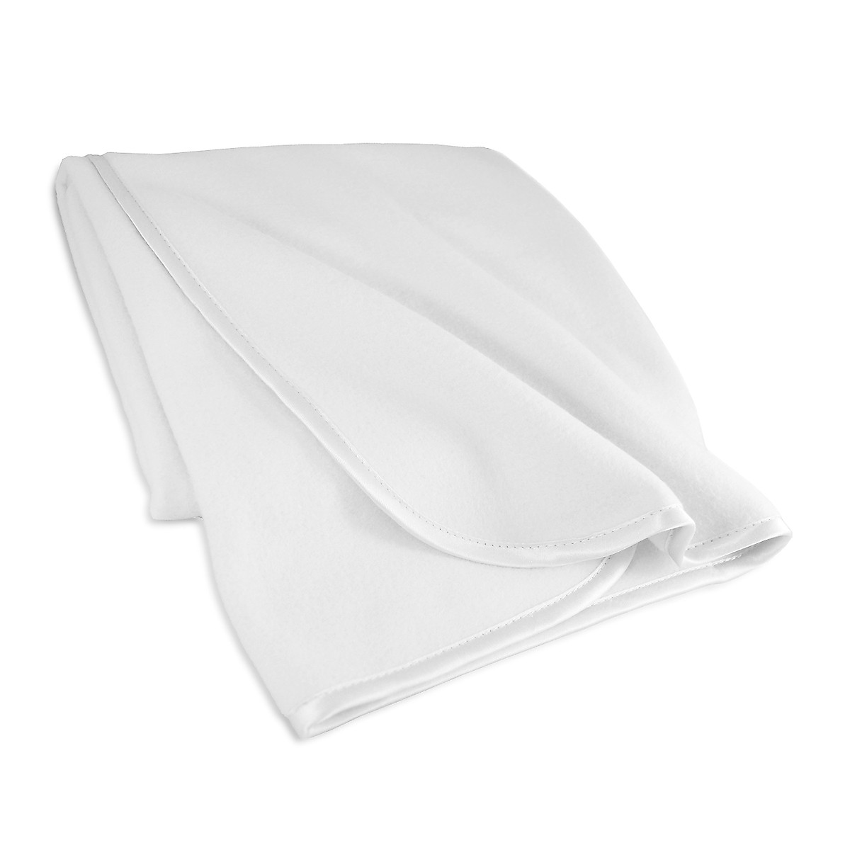 TL Care Fleece Blanket with Silk-Like Satin Trim, Soft, Warm & Cozy, White, 30" x 30" for Boys and Girls, Perfect for Baby Carrier, Stroller, Travel and Gifting