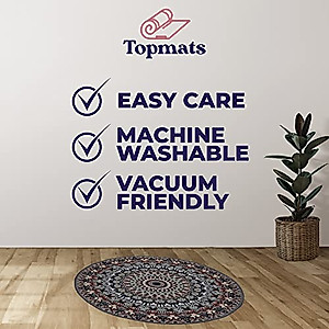 TopMats Round Area Rug - Modern Premium Indoor and Outdoor Durable Round Rug for Kitchen, Bedroom, Bathroom, Living Room, or Fireplace. Non-Skid, Washable, and Easy to Clean - 24in (Stainglass)
