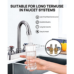 Phivan Brass Handle Stem Assembly Ceramic Faucet Valve Cartridge 20 Teeth Commercial Faucet Parts for Most Commercial Kitchen Sink Faucet, Compatible with Hot & Cold Widespread Cartridge Replacement