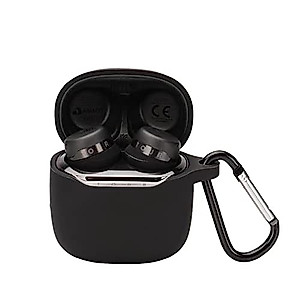 2 Pack DAYJOY Soft Silicone Protective Case Cover Compatible with JBL Tour PRO+ TWS True Wireless Bluetooth Earbuds, Protective Skin Sleeve with Key Chain (Black+deep Blue)