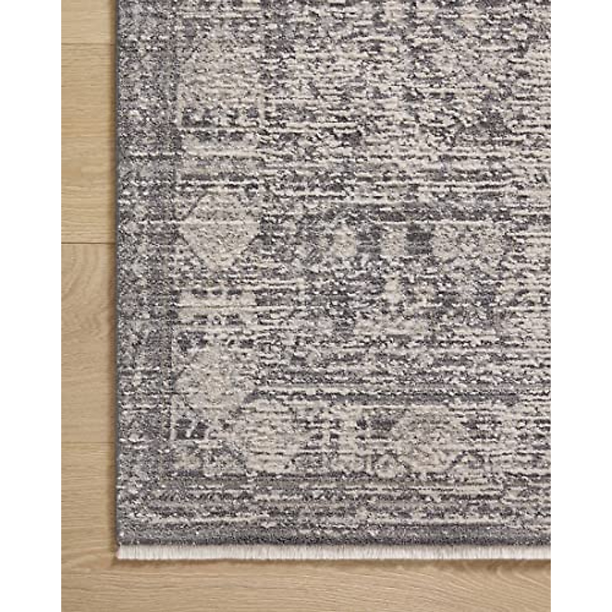 Amber Lewis x Loloi Alie Collection ALE-03 Charcoal / Dove, Traditional 18" x 18" Sample Rug
