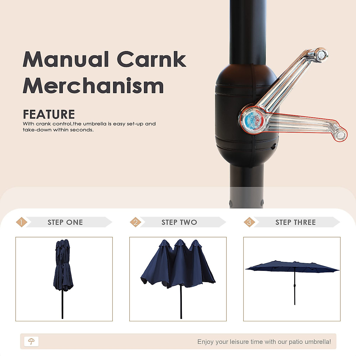 OUTDOOR DIAMOND 15ft Double Sided Patio Umbrellas, Outdoor Umbrella, Market Umbrella, Pool Umbrella, Large Deck Umbrella With Crank,Blue