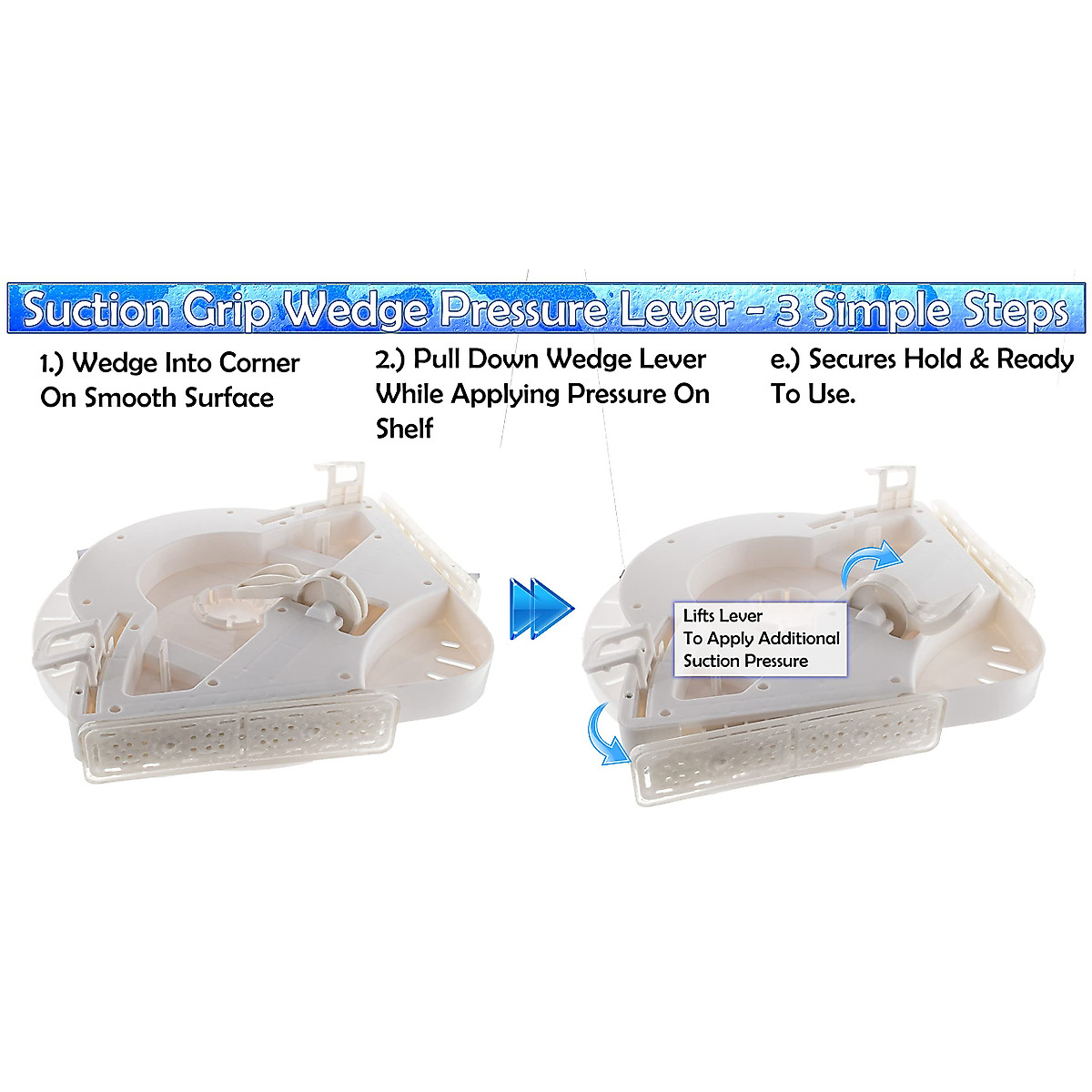 5 STAR SUPER DEALS Shower Corner Caddy Rotating Shelf - Tension Suction Cup Wedge Mount - Shower & Bathroom Storage Organizer- w/Drainage Holes & Hanging Hooks