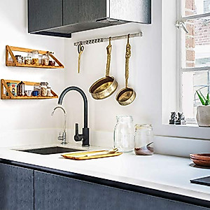 NIUXX Floating Shelves Wall Mounted, 2 Pcs Solid Bamboo Wall Hanging Rack Holder, Wall Storage Shelves for Bedroom, Living Room, Bathroom, Kitchen, Office Decor