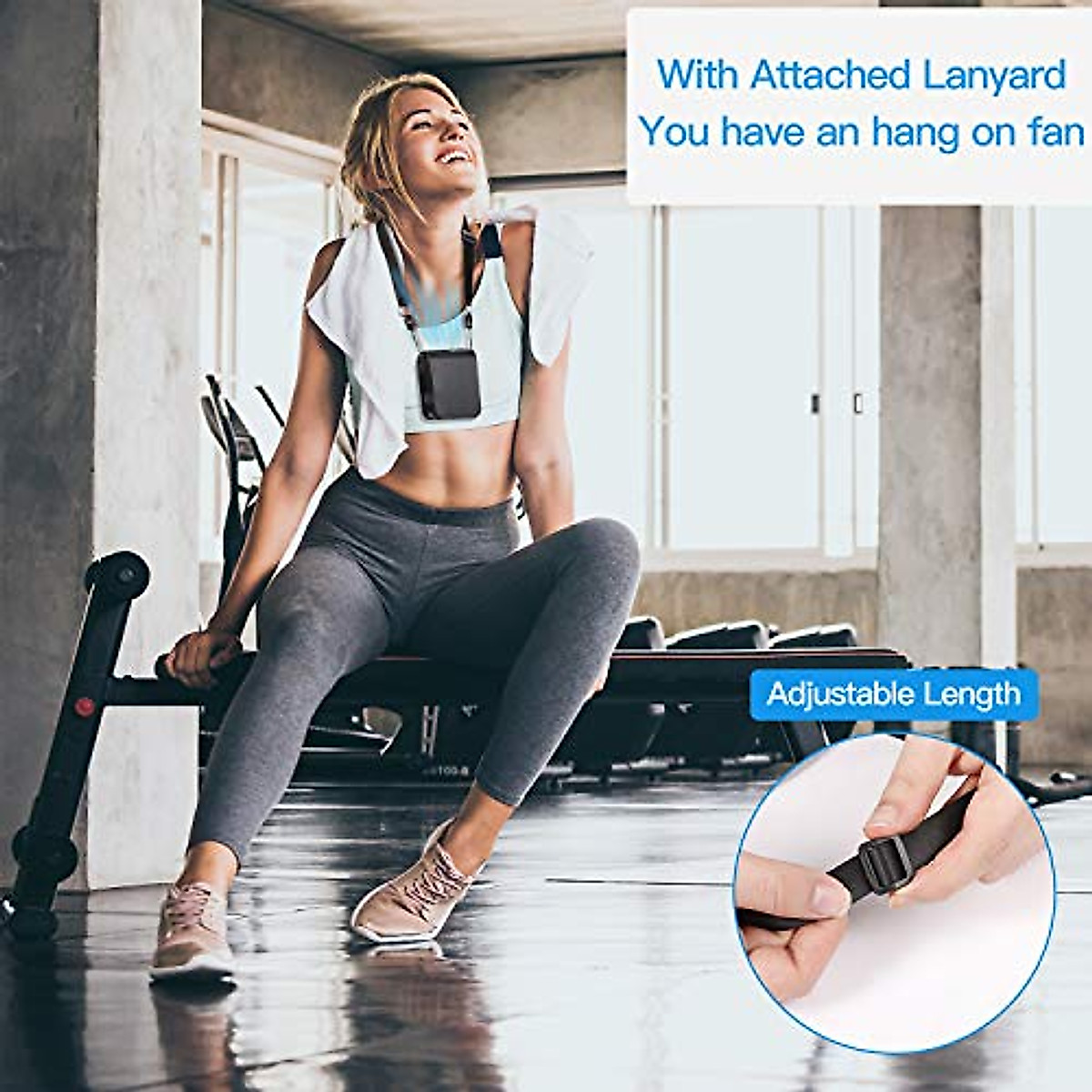 Portable Waist Clip Fan with 23H Working Time, 6000RPM Strong Airflow, 3 Speeds, Rechargeable Battery Operated Personal Fan, Hands-free USB Belt Fan for Clothes Shirt Farm Work Hiking