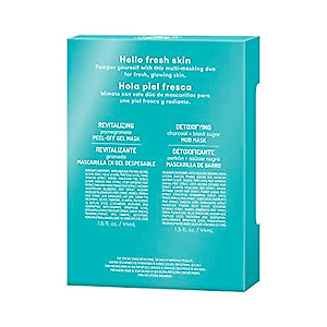 Freeman Limited Edition Pomegranate Peel-Off Facial Mask & Charcoal Black Sugar Mud Facial Mask Duo, Detoxifying, Removes Impurities & Hydrates Skin, Gift Set, 2 Count, 1.5 fl.oz./44 mL Tubes