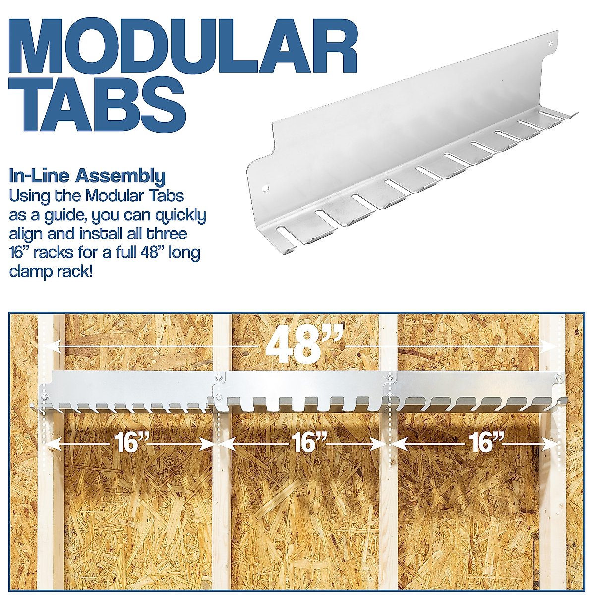 Fulton Woodworking Tools Modular Clamp Rack Assortment with 1 Each F-Clamp Rack •1 Each Bar/Parallel Clamp Rack and 1 Each Pipe Clamp Rack Included, Quick to Align •Pre-Drilled 16 inch on Center