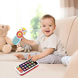 BABBYO Baby Toy Phone with Big Touch Screen & Toy Remote Control for Baby,Play Phones for Kids & Toy Remote for Baby