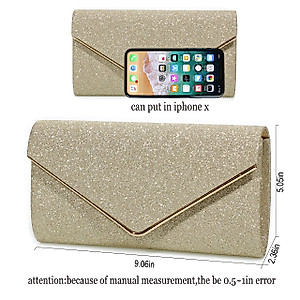 Mansherry Evening Bag Clutch Purses for Women, Ladies Sparkling Party Handbag Wedding Bag Purse Gold