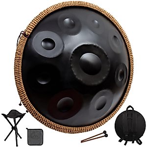 LOMUTY Handpan 22 inch D Minor Kurd Handpan 9 Notes Handpan Drum Instrument for Professional Performance, 440HZ Sound Handpan Drums for Adults (Black)