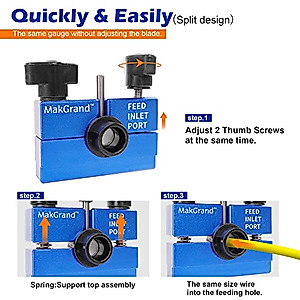 MakGrand Split Wire Stripper Machine, 6 Feed Wire Limiter Size From 6 AWG to 18 AWG, 2 Three-edged Carbide Blades