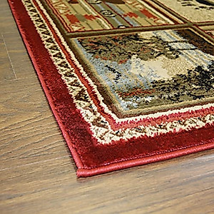 Rustic Lodge Bear Red 4x5 Area Rug, 3'11x5'3