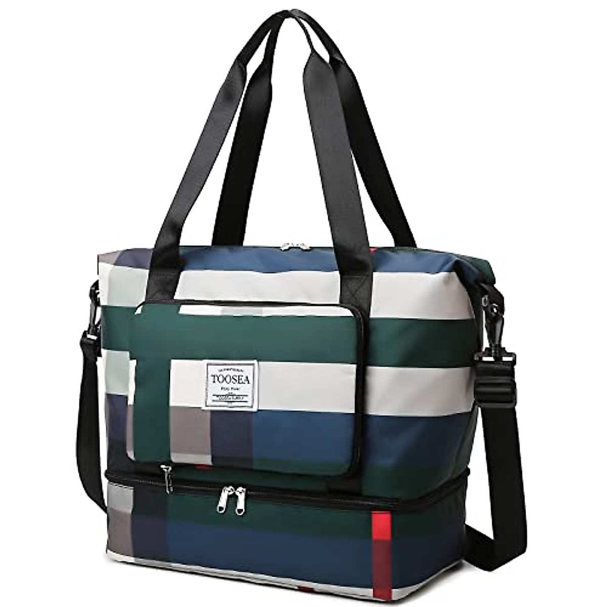 TOOSEA New Foldable Dry/Wet Separation Travel Duffle Bag for Women Carry On with Shoe Compartment Luggage Sleeve, Large Capacity Folding Travel Tote Gym Bag, Weekender Overnight Bag