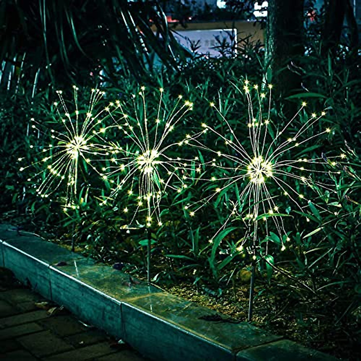 Solar Garden Decor Firework Lights - 1PC Led Solar DIY Flowers Fireworks Arrangement Lamp with 2 Lighting Modes for Outdoor Wedding Garden Walkway Patio Backyard Party Decor
