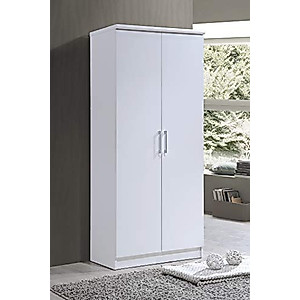 HODEDAH IMPORT Hodedah 2-Door Armoire with 4-Shelves Wardrobe, 17"D x 31.5"W x 73"H, White
