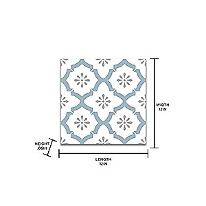 FloorPops FP2943 Alfama Peel & Stick Floor Tiles, Multicolor, Blue