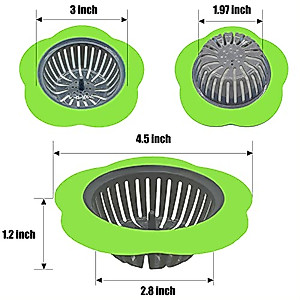 Tisnveky Sink Strainers for Kitchen Sink, Sink Drain Strainer with 4.5 Inch Diameter, Kitchen Sink Strainer with Hard Plastic Bottom and Soft Silicone Edge, [1 Pack] [Green]