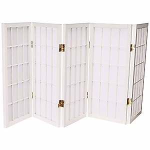 2 ft. Short Desktop Window Pane Shoji Screen - White - 5 Panels