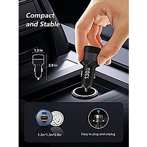 130W USB C Car Charger, PD 100W PPS 45W QC 30W Type C Super Fast Charging LED Cigarette Lighter USB-C Car Adapter for iPhone 13 12 Pro Samsung S22 S21 Ultra Note 20 iPad MacBook Pro Air Laptop