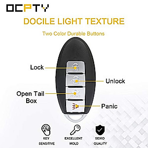 OCPTY 1X Uncut Keyless Entry Remote Control Key Fob Transmitter Replacement for Infiniti Nissan 350Z Altima Armada EX35 2.0L 2.5L 3.5L 02-15 PINHA-T036 95430-1U000